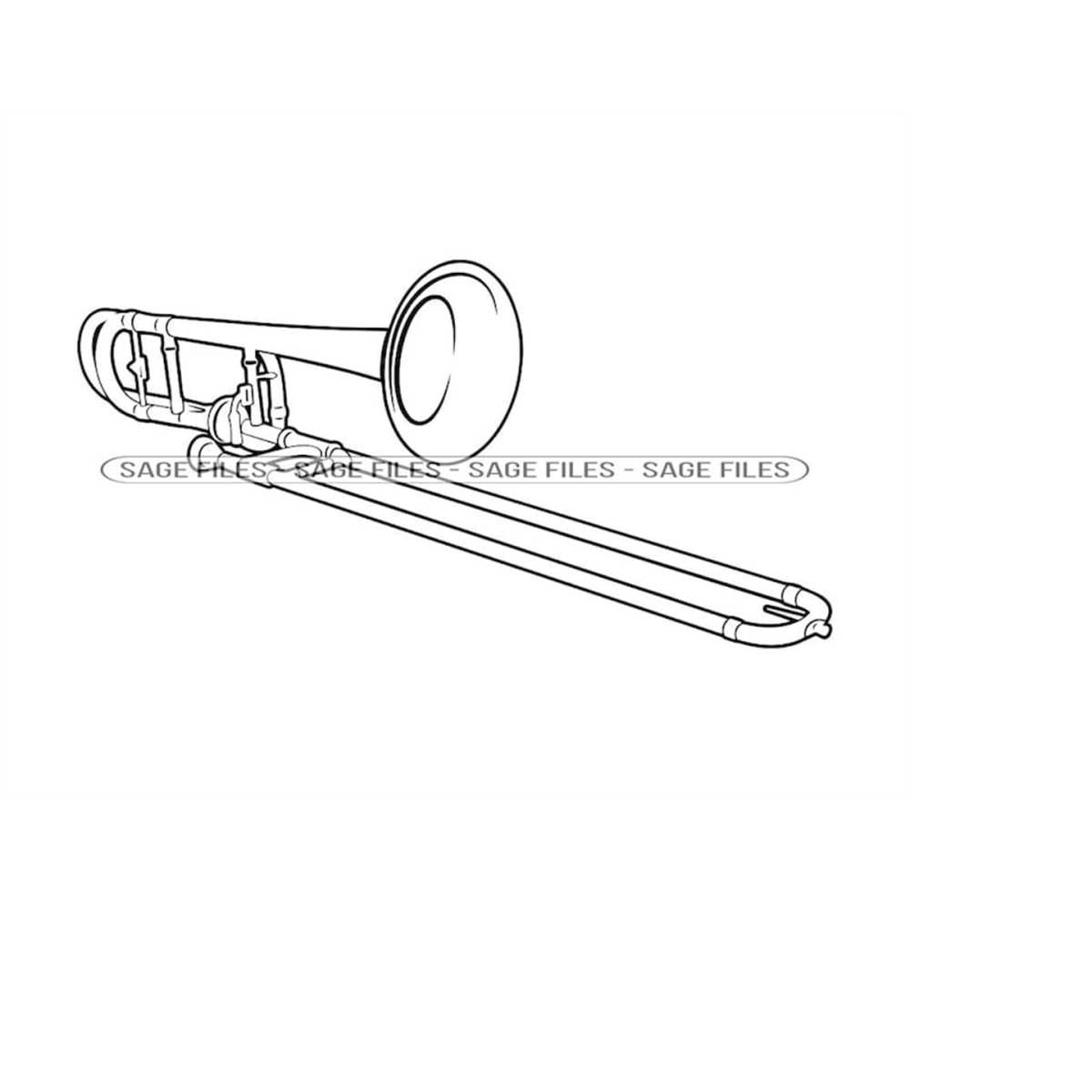 Trombone Outline SVG, Trombone SVG, Trombone Clipart, Trombo | Inspire ...