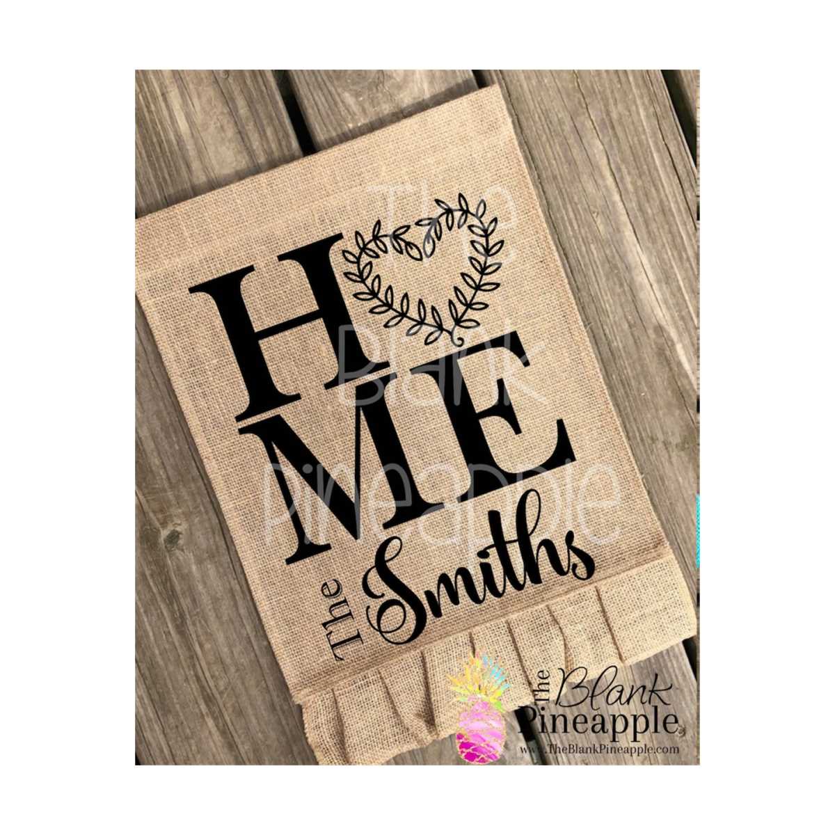 Garden Flag SVG Cut File, Home with Heart Wreath Cut File Pn | Inspire ...