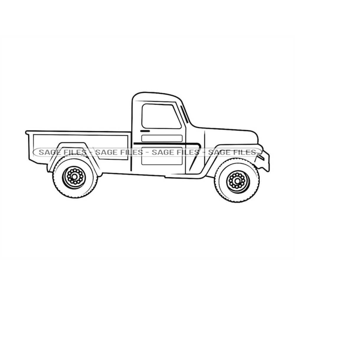 Retro Pickup Truck Outline 2 SVG, Retro Truck Svg, Retro Tru - Inspire ...