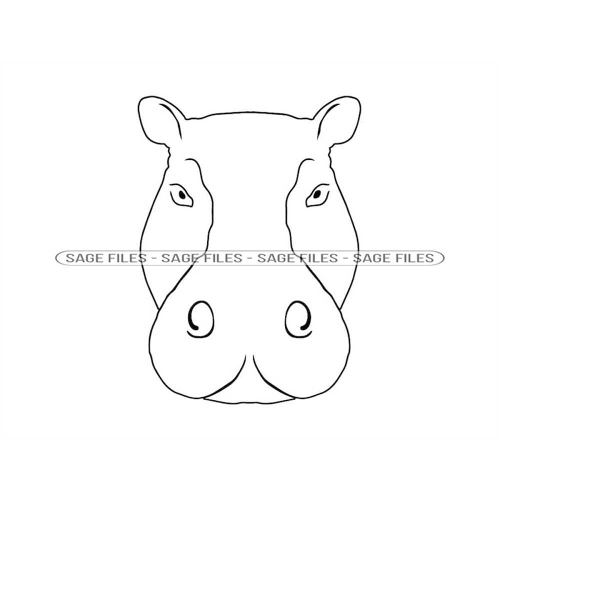Hippo Outline SVG, Hippo Mascot Svg, Hippo Svg, Hippo Clipar - Inspire ...