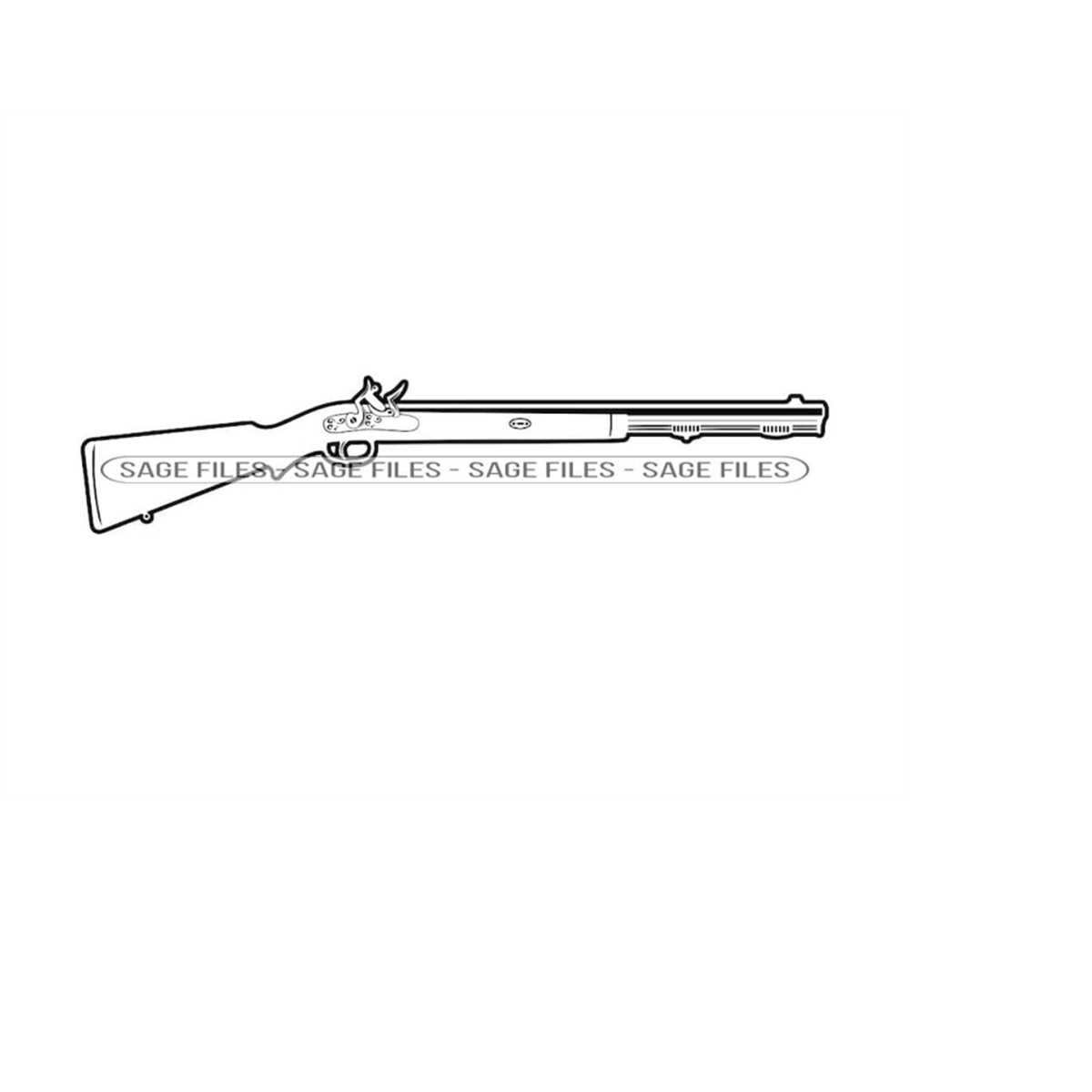Flintlock Rifle Outline SVG, Rifle Svg, Musket Svg, Gun Svg, - Inspire ...