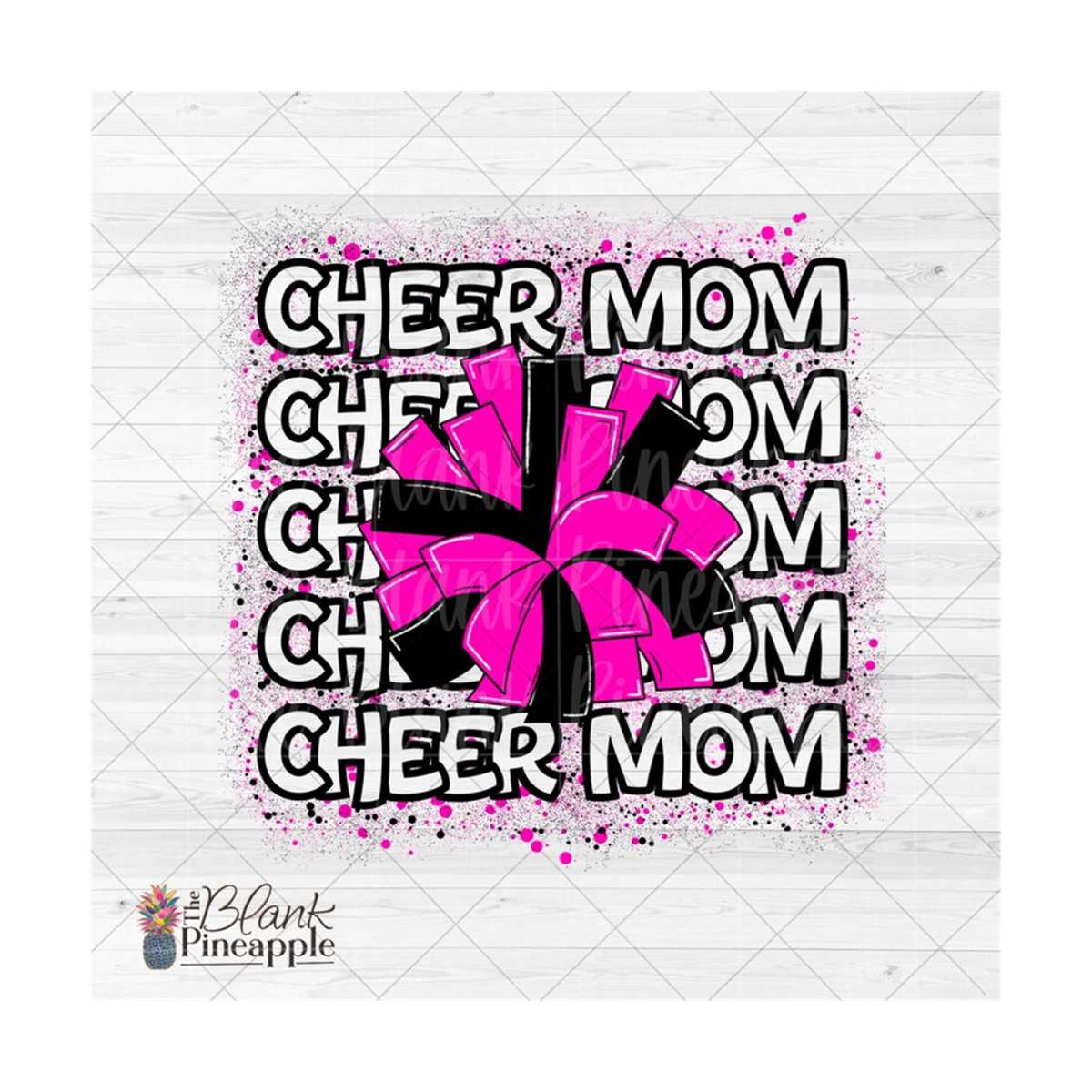 Cheer Design PNG, Cheer Mom Outline Pom Pom in Pink and Blac | Inspire ...