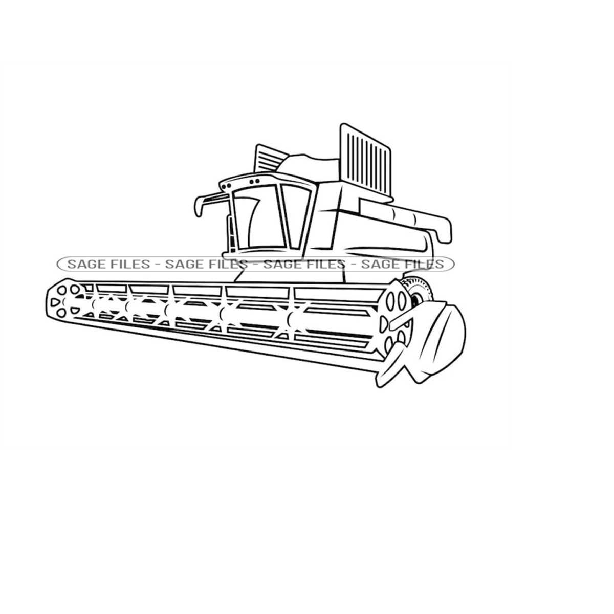 Combine Harvester Outline SVG, Wheat Harvester Svg, Combine | Inspire ...