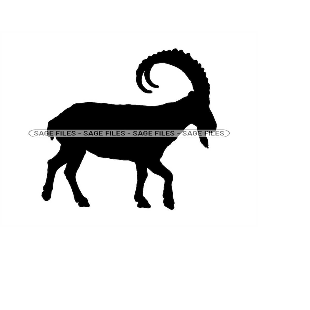 Ibex Silhouette SVG, Safari Animals Svg, Ibex Clipart, Ibex - Inspire ...
