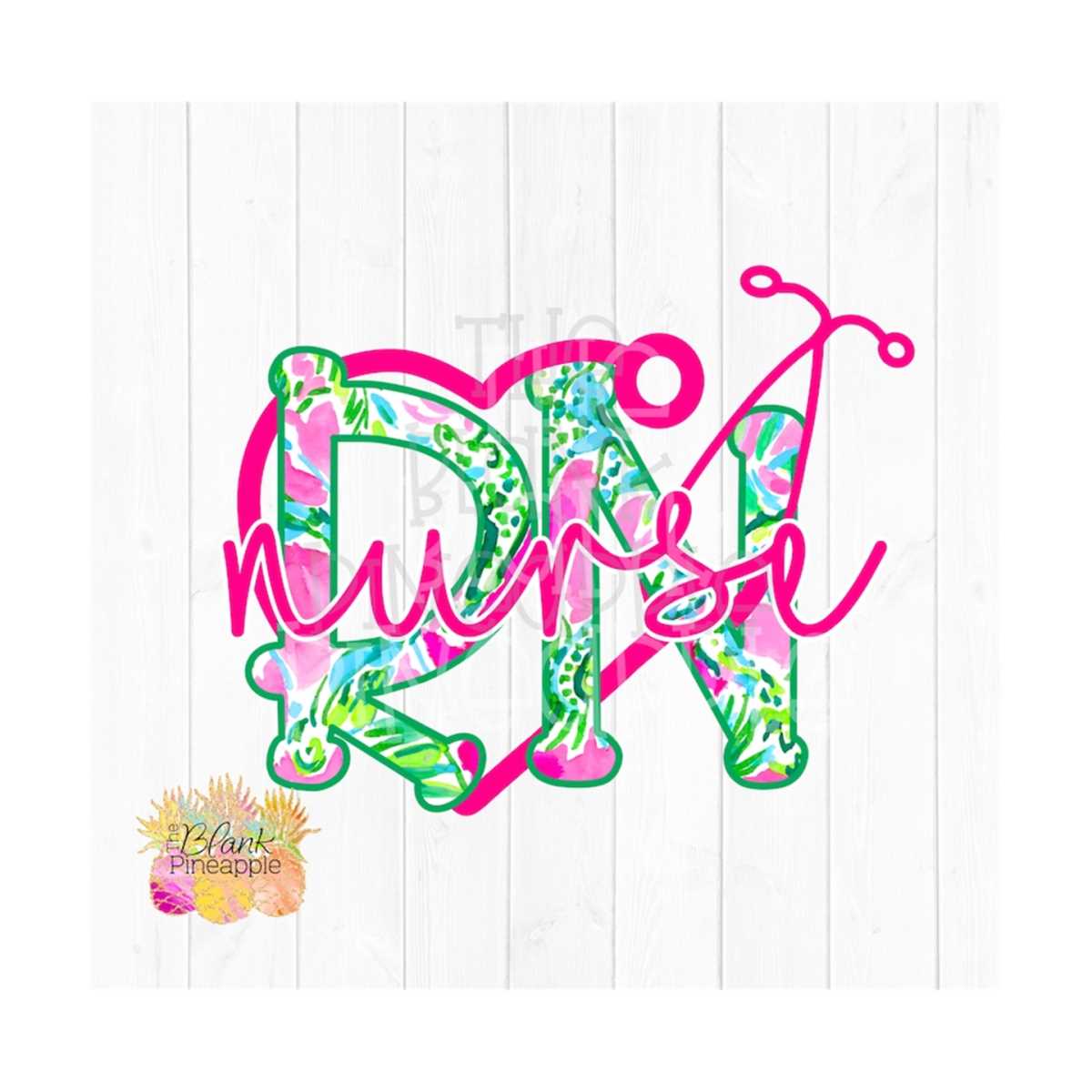 RN Registered Nurse Stethoscope Pink and Green Floral PNG 3 | Inspire ...