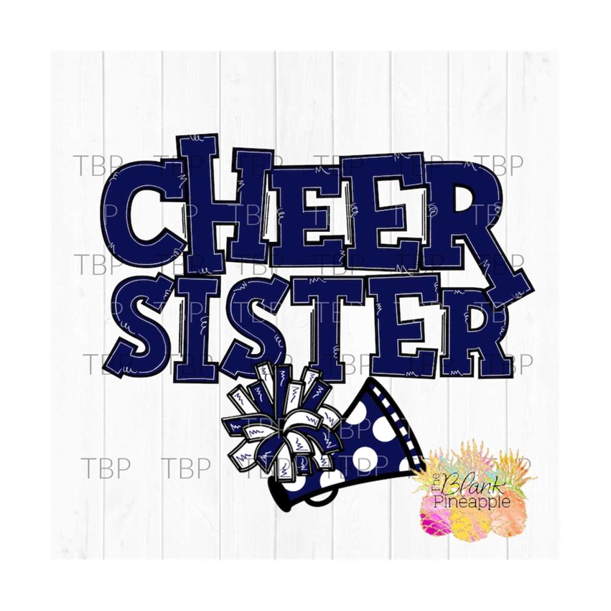 Cheer Design PNG Cheer Sister in Navy PNG 300dpi Clipart Su - Inspire ...