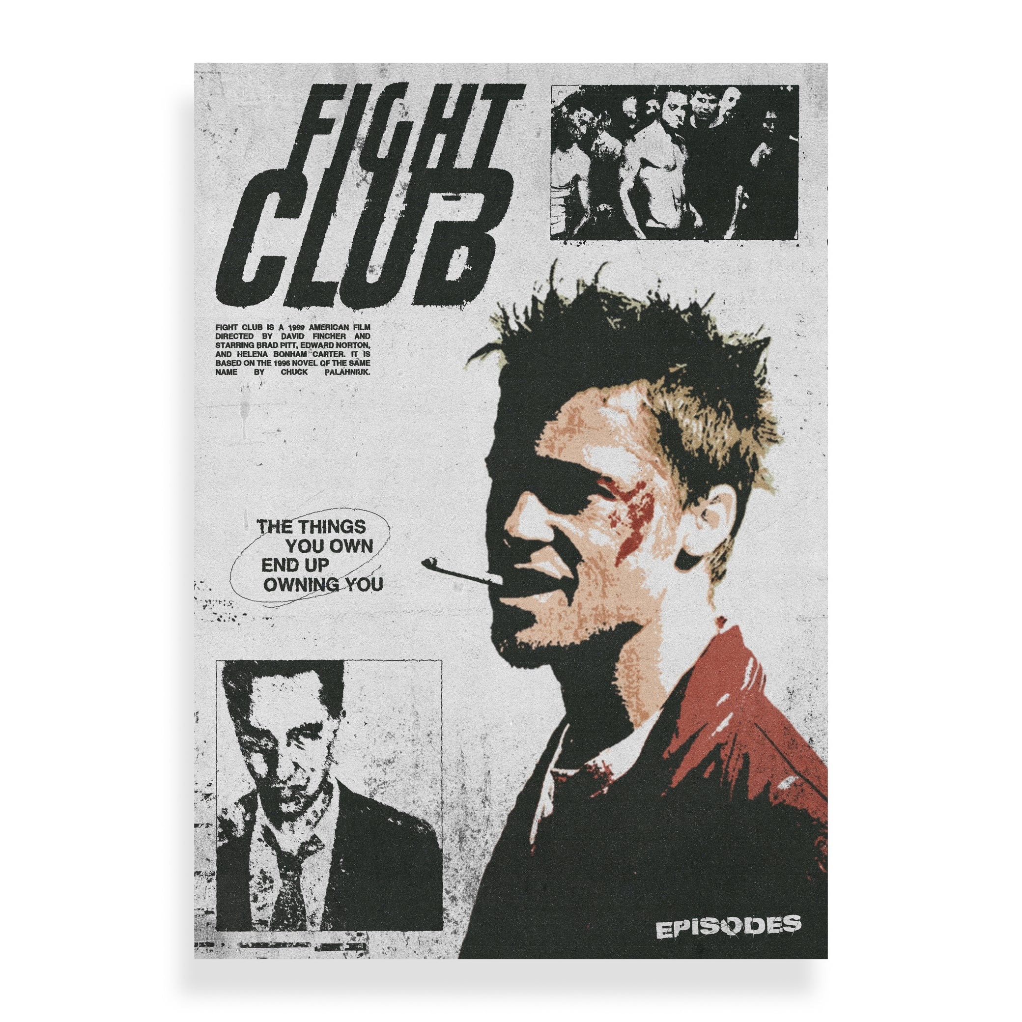 Fight Club Poster, David Fincher, Vintage Retro Art Print Po | Inspire ...
