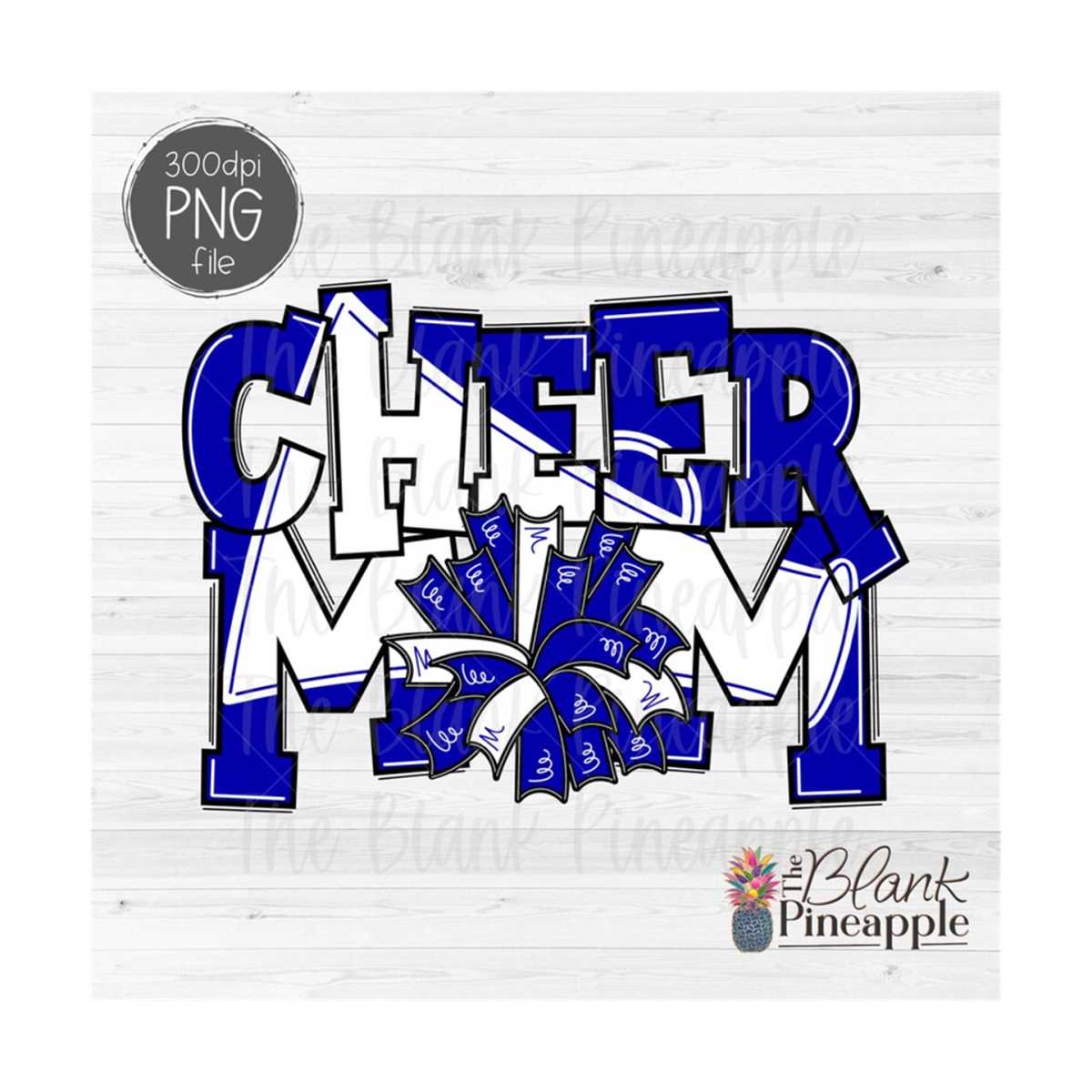 Cheer Design PNG, Cheer Mom Megaphone and pom Pom in Blue an | Inspire ...
