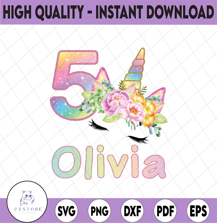 Personalized Unicorn Birthday Name Any Age Rainbow Png, Unic - Inspire ...