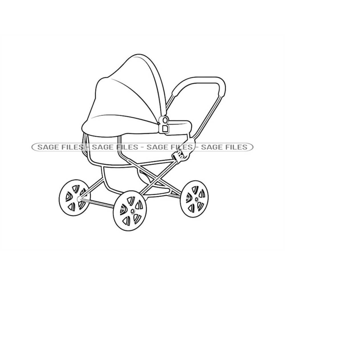 Stroller Outline Svg, Stroller Carriage Svg, Baby Carriage S | Inspire ...