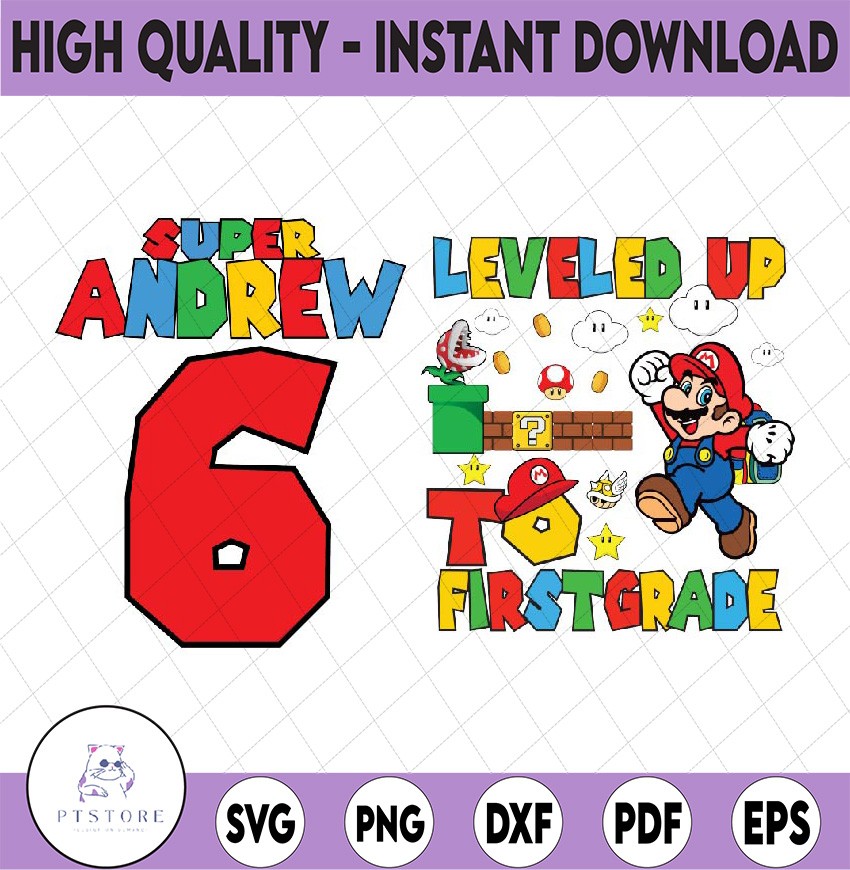Personalized Super Mario Leveled Up To Kindergarten Png, Mar - Inspire ...