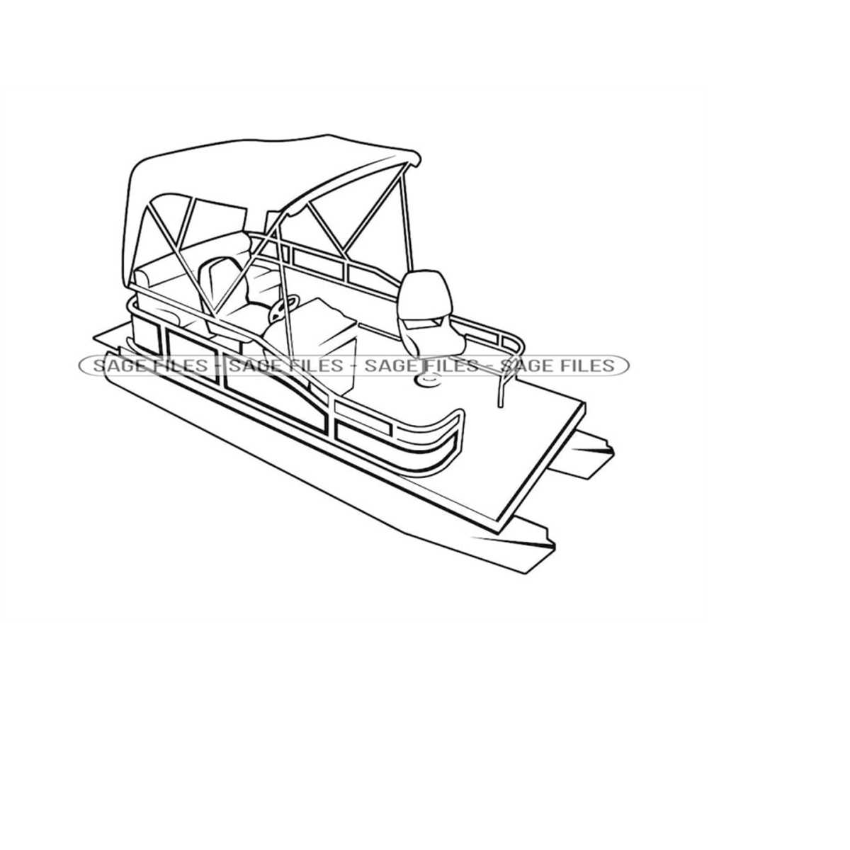 Pontoon Boat Outline 2 SVG, Pontoon Boat SVG, Pontoon Boat C - Inspire ...