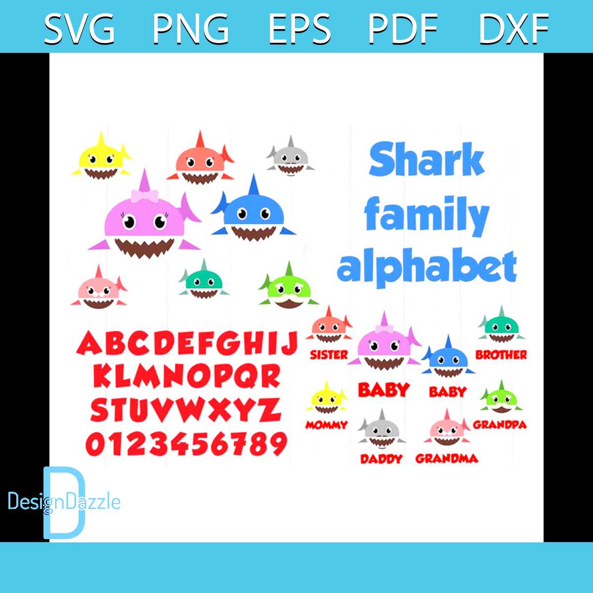 Shark Family Alphabet Svg, Font Svg, Shark Svg, Shark Family - Inspire ...