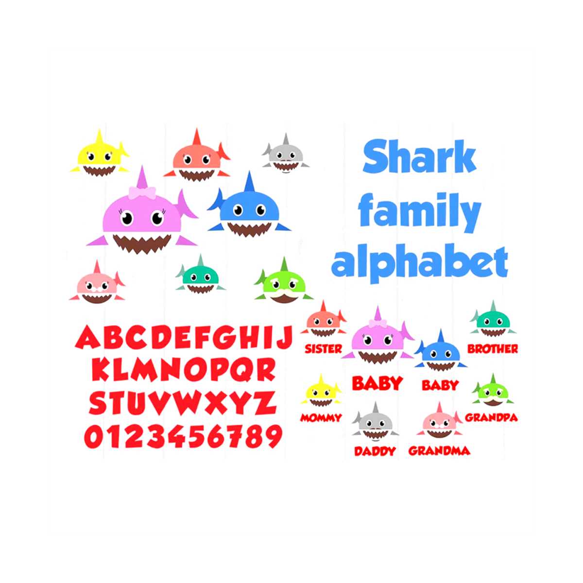 Shark Family Alphabet Svg, Font Svg, Shark Svg, Shark Family | Inspire ...