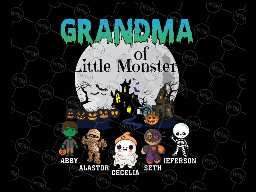 Personalized Grandma Little Of Monsters Halloween Png, Chibi | Inspire ...