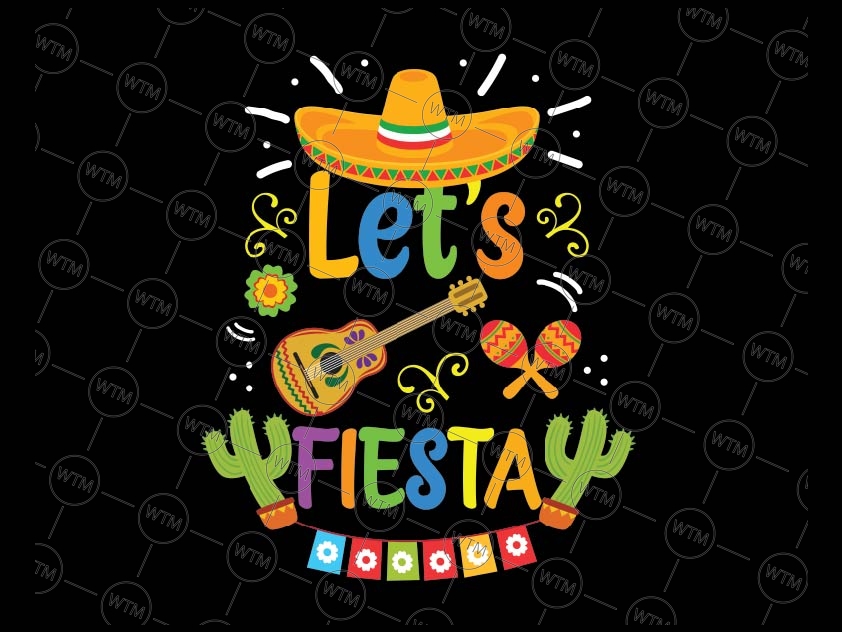 Funny Let's Fiesta Cinco De Mayo Mexican Guitar Cactus Svg, - Inspire ...