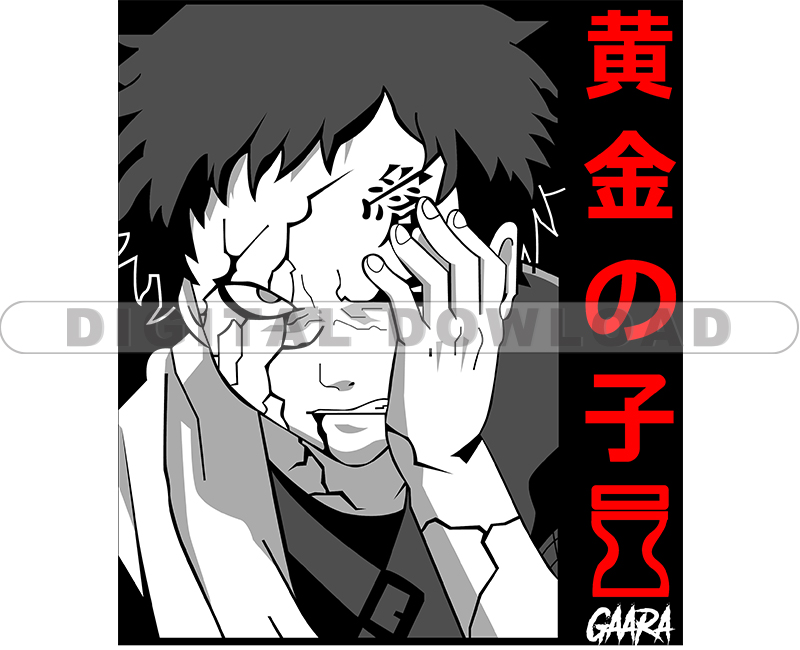 Naruto Gaara Svg, Gaara Manga Svg, Anime Tshirt Design Bundl | Inspire ...
