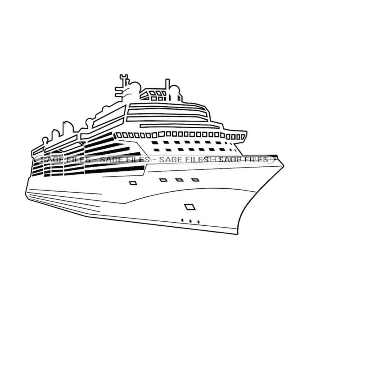 Cruise Ship Outline 2 SVG, Cruise Ship SVG, Cruise Ship Clip - Inspire ...