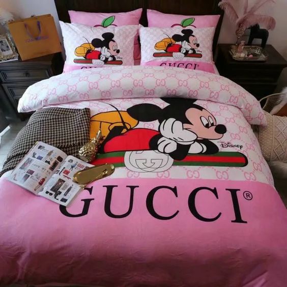Cute Gucci Mickey Mouse Disney Luxury Brand Bedding Sets Tha | Inspire ...