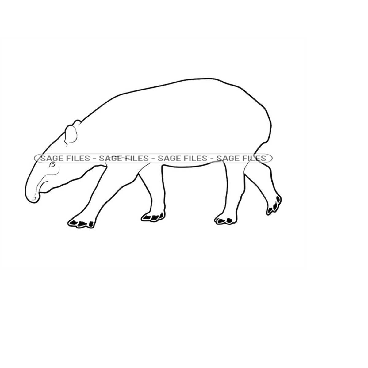 Tapir Outline SVG, Tapir SVG, Tapir Clipart, Tapir Files for - Inspire ...