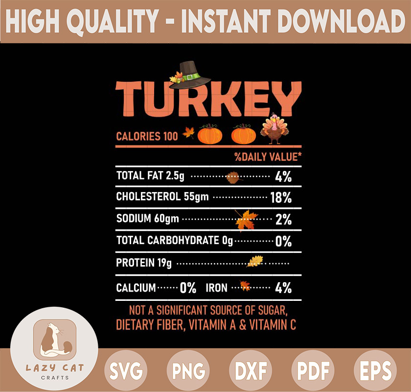 Turkey Calories Facts, Thanksgiving svg, food svg, nutrition - Inspire ...