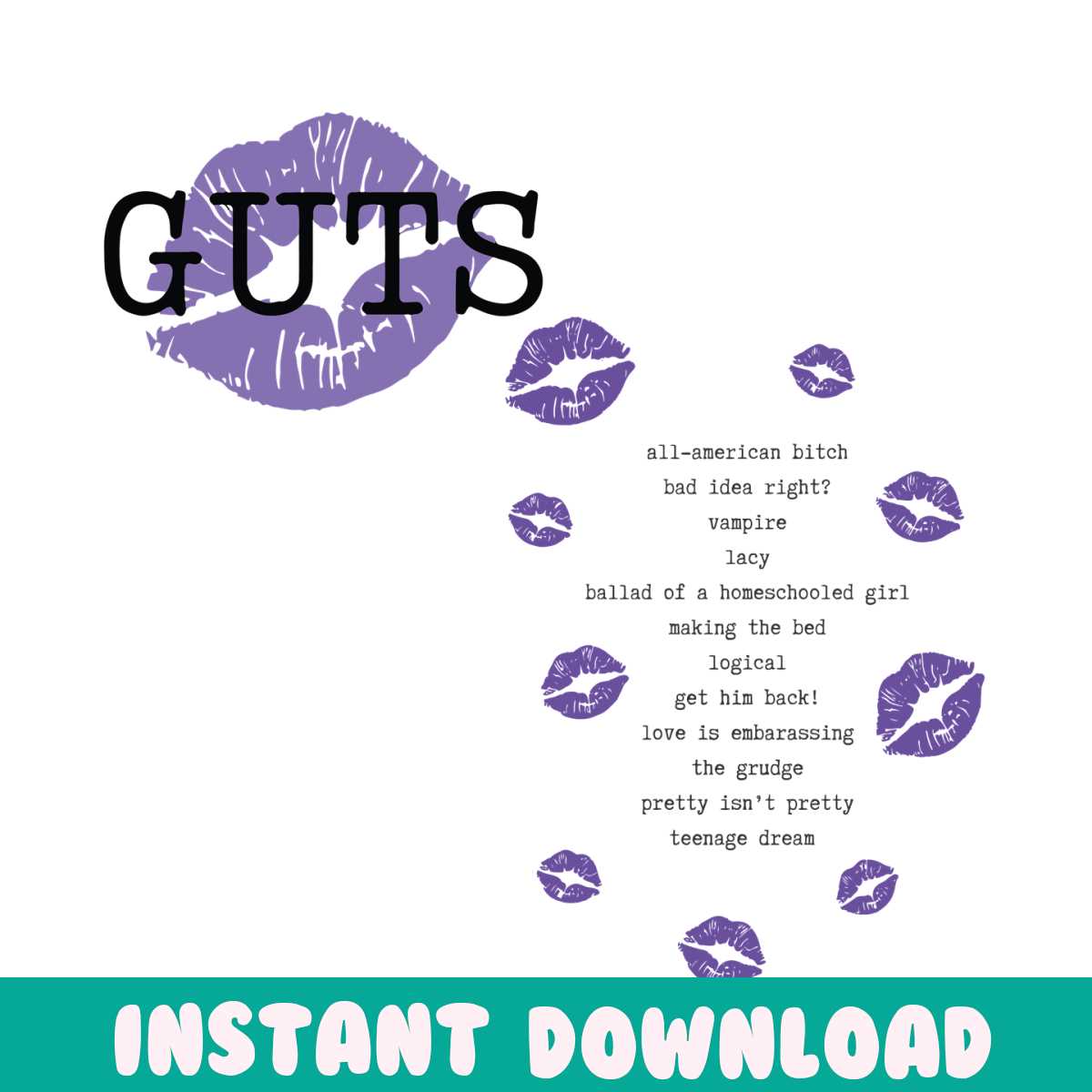 Vintage GUTS Album Olivia Rodrigo SVG Graphic Design File | Inspire Uplift