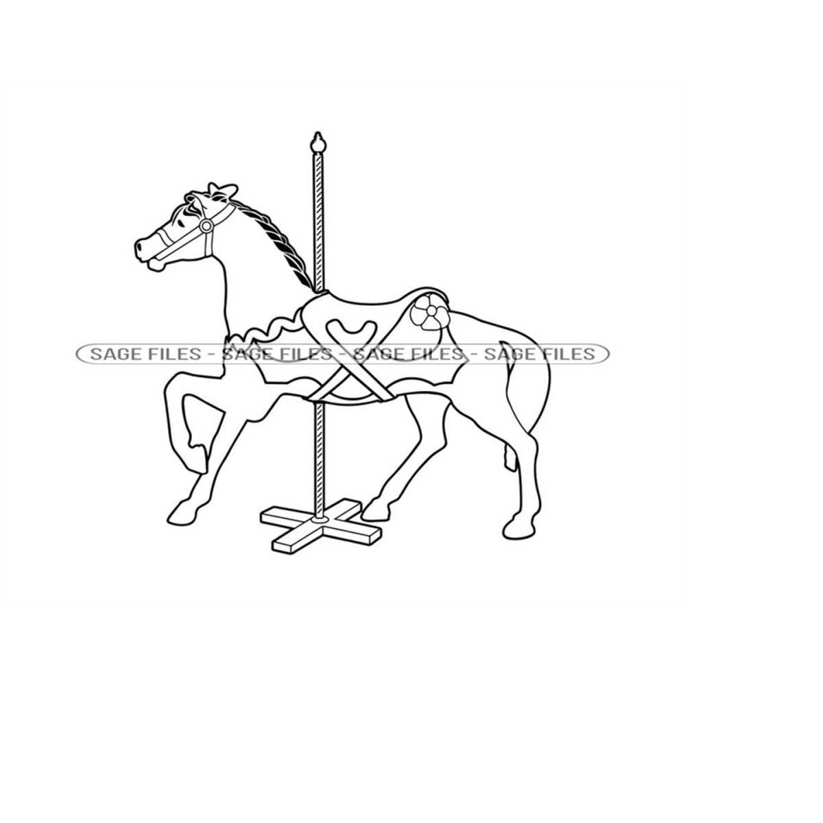 Carousel Horse Outline SVG, Carousel Horse Svg, Fair Svg, Ca - Inspire ...