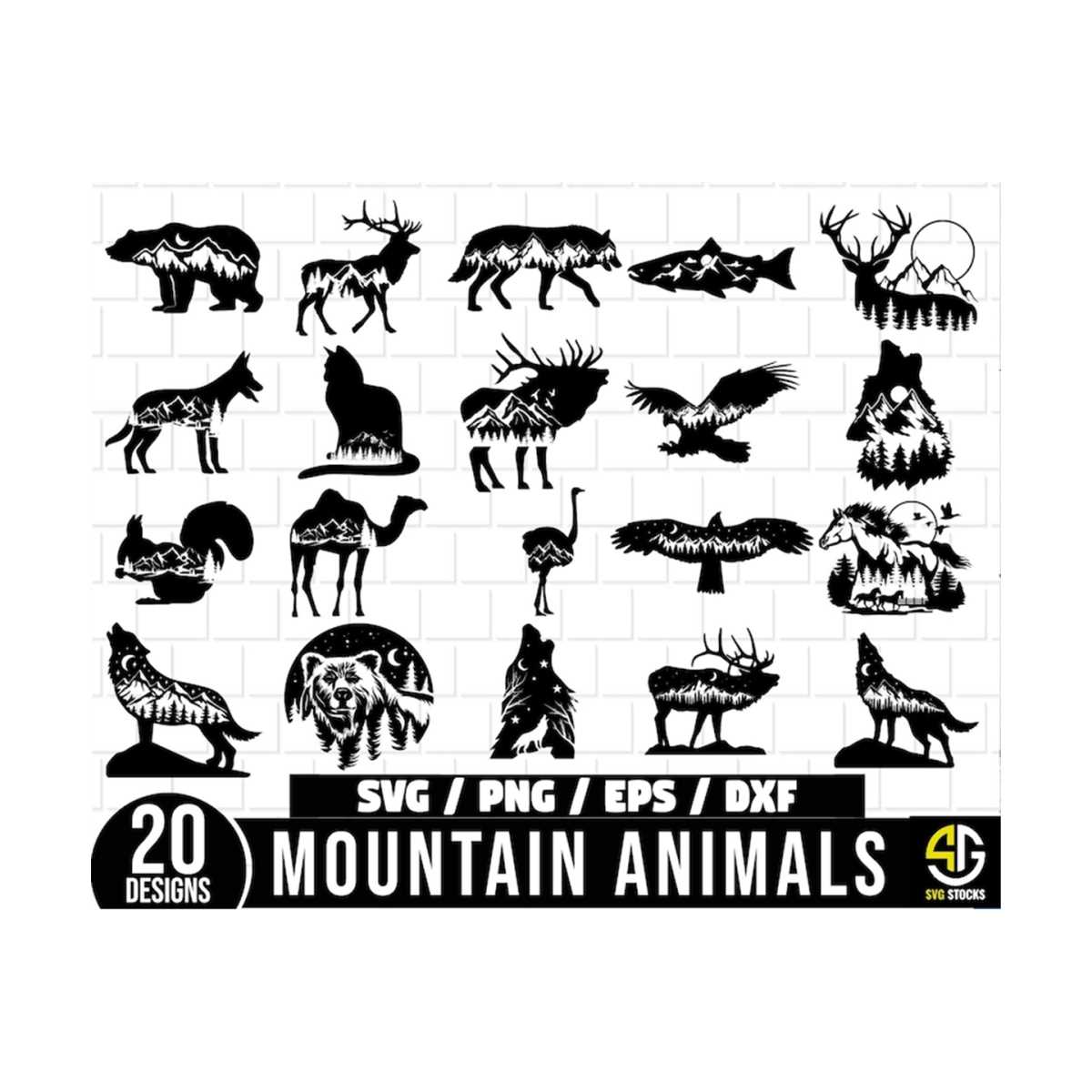 Mountain Animals Svg Bundle, Bear svg, Moose svg, Wolf svg, - Inspire ...
