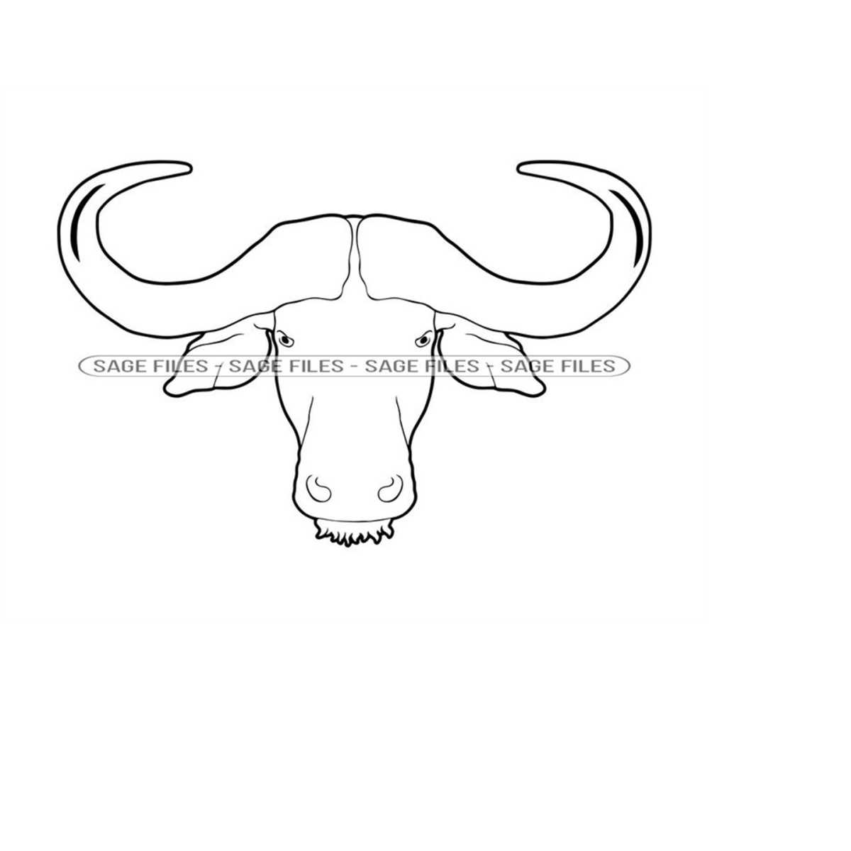 African Buffalo Head Outline Svg, Cape Buffalo Head Outline | Inspire ...