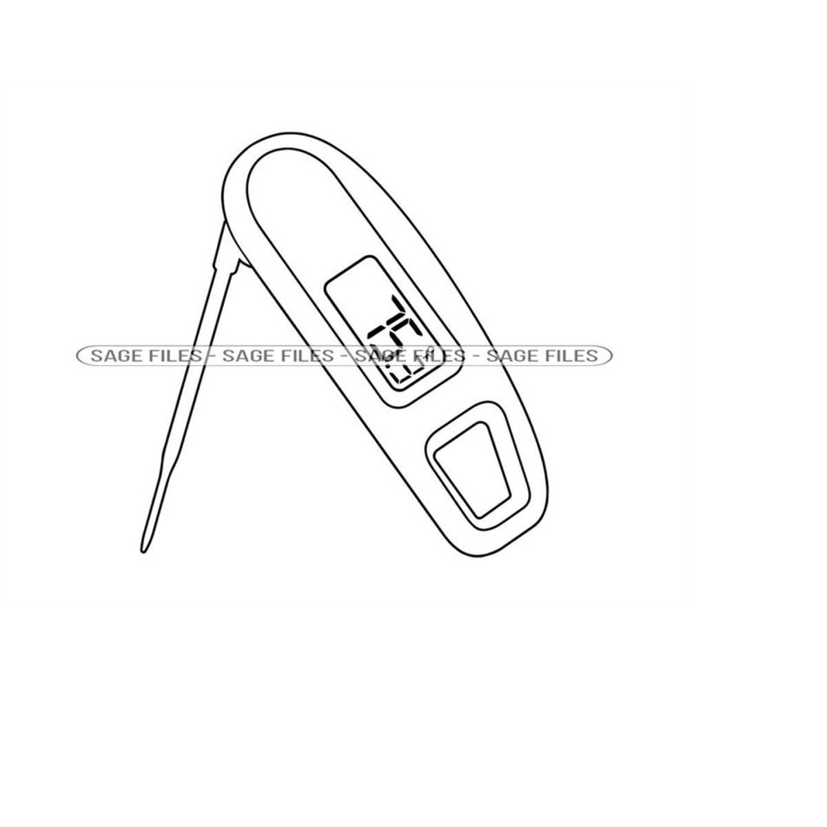 Digital Meat Thermometer Outline SVG, Cooking Thermometer Sv | Inspire ...