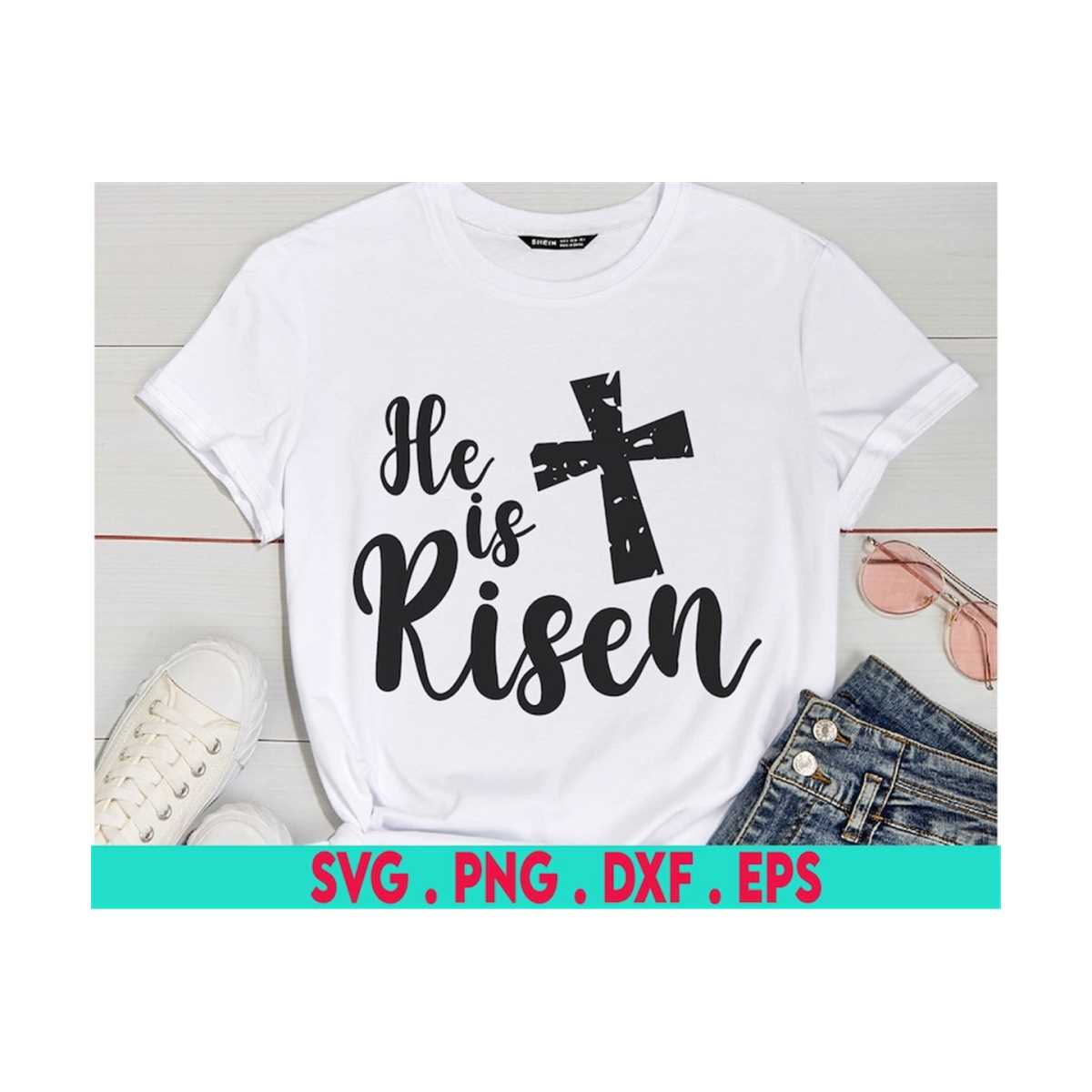 He is Risen Svg, Easter Svg, Christian Svg, Distressed Cross | Inspire ...