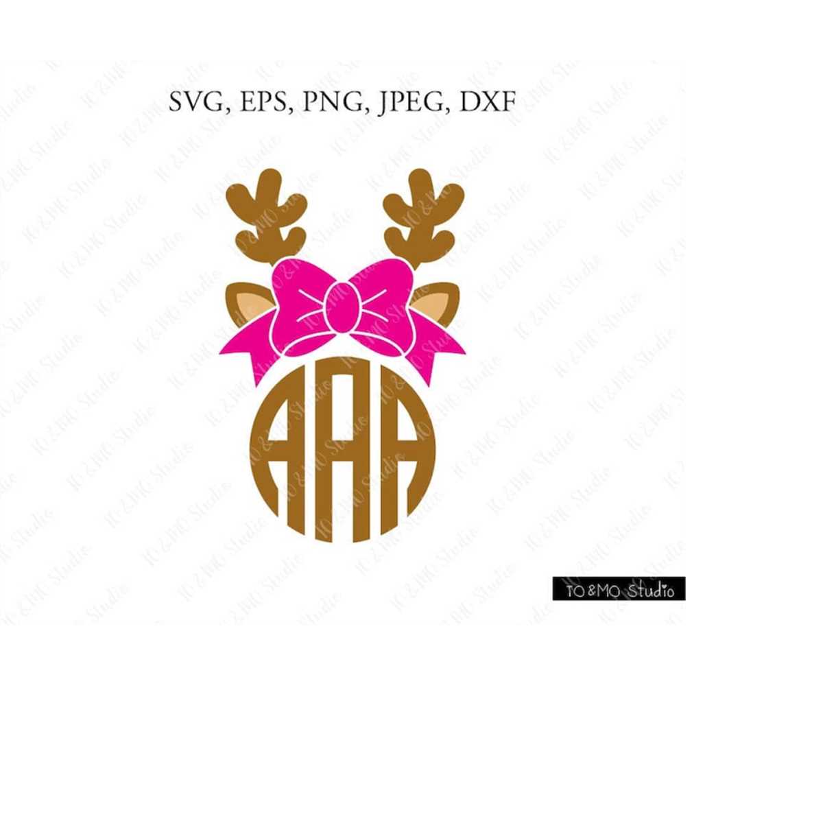 Reindeer Monogram SVG, Reindeer Svg, Reindeer Clip Art, Rein | Inspire ...