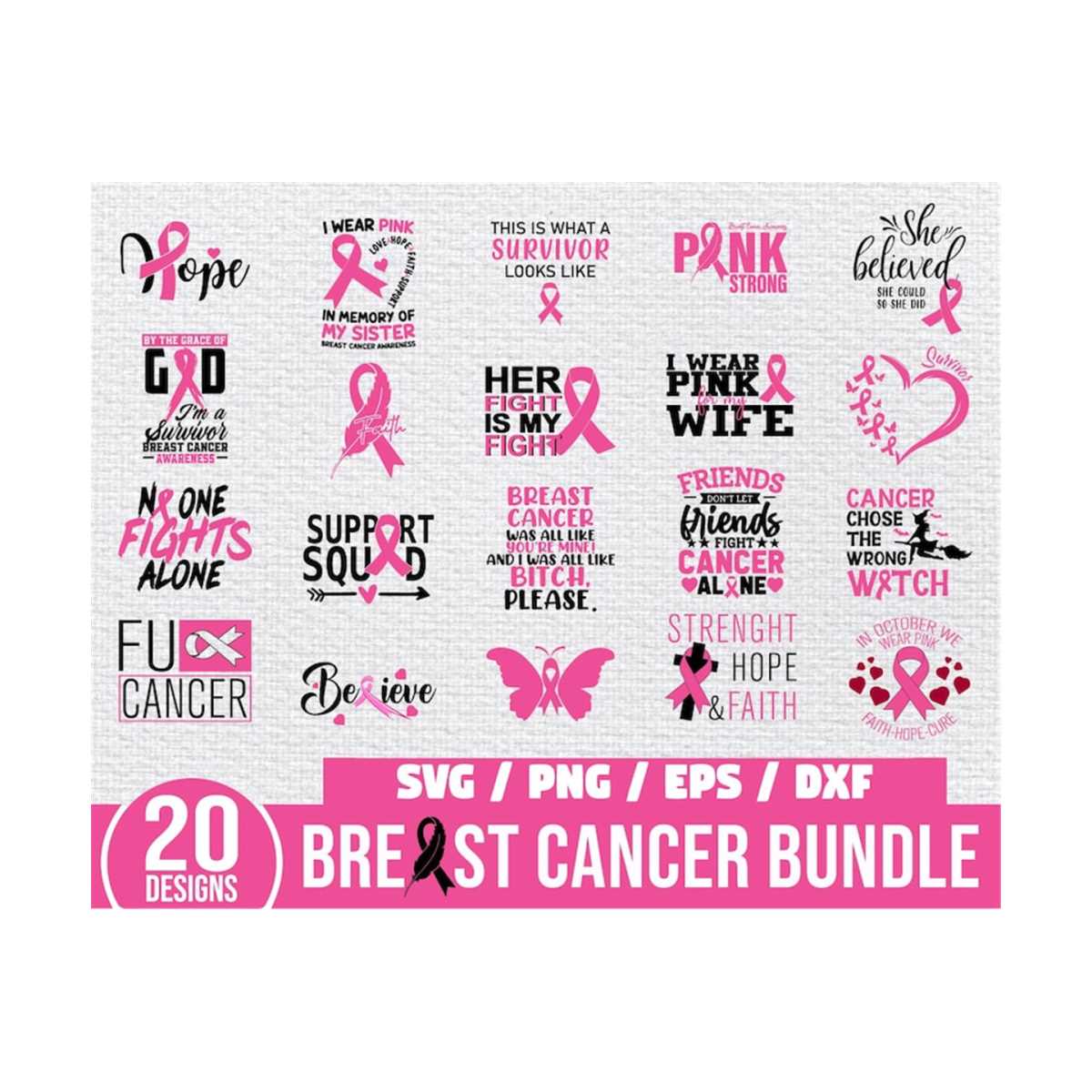 Breast Cancer Svg Bundle, Cancer Awareness Svg, Cancer Svg, | Inspire Uplift