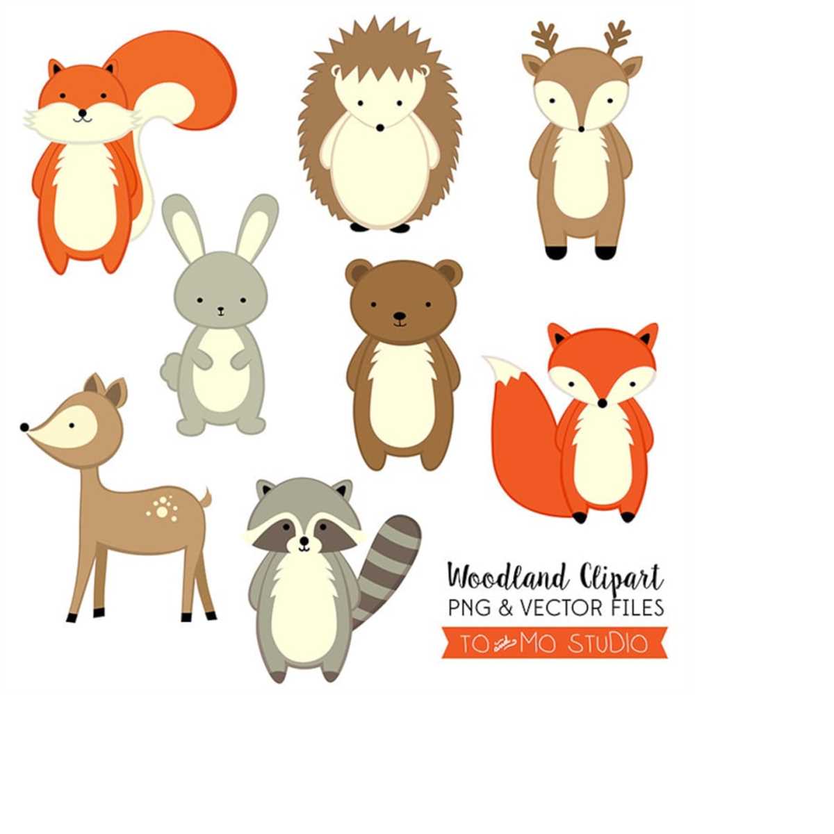 Woodland Animals Clip Art & Vectors - Invitation, Crafting, | Inspire ...