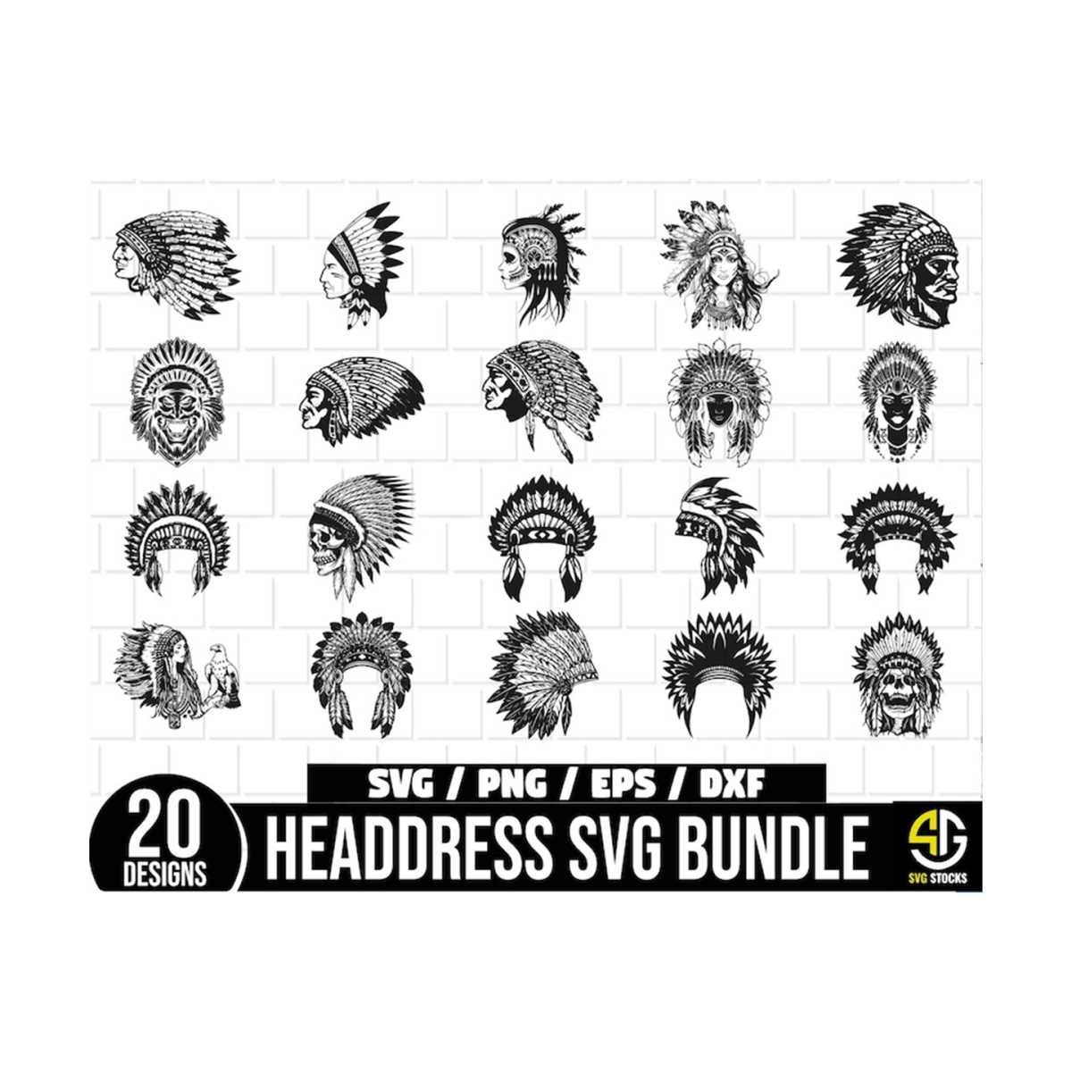 Headdress SVG Bundle, Indian Headdress svg, Native American | Inspire ...