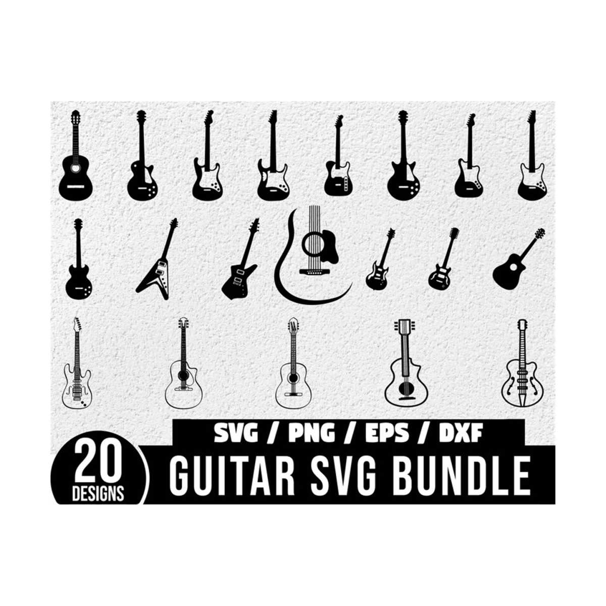 Guitar SVG Bundle, Guitar clipart, Music svg, Guitar silhoue | Inspire ...
