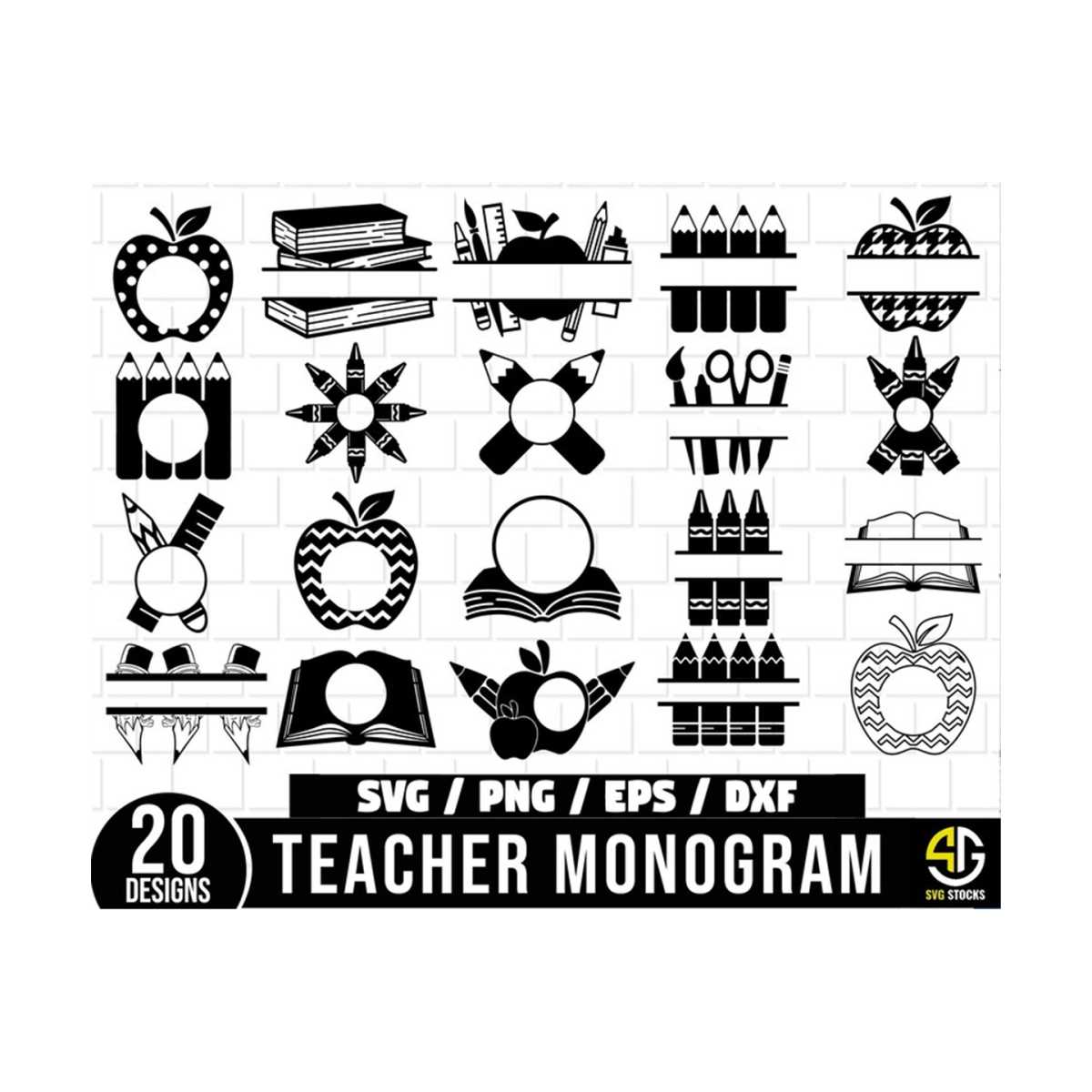 Teacher Monogram Svg Bundle, Teacher Split Monogram Svg, Tea | Inspire ...