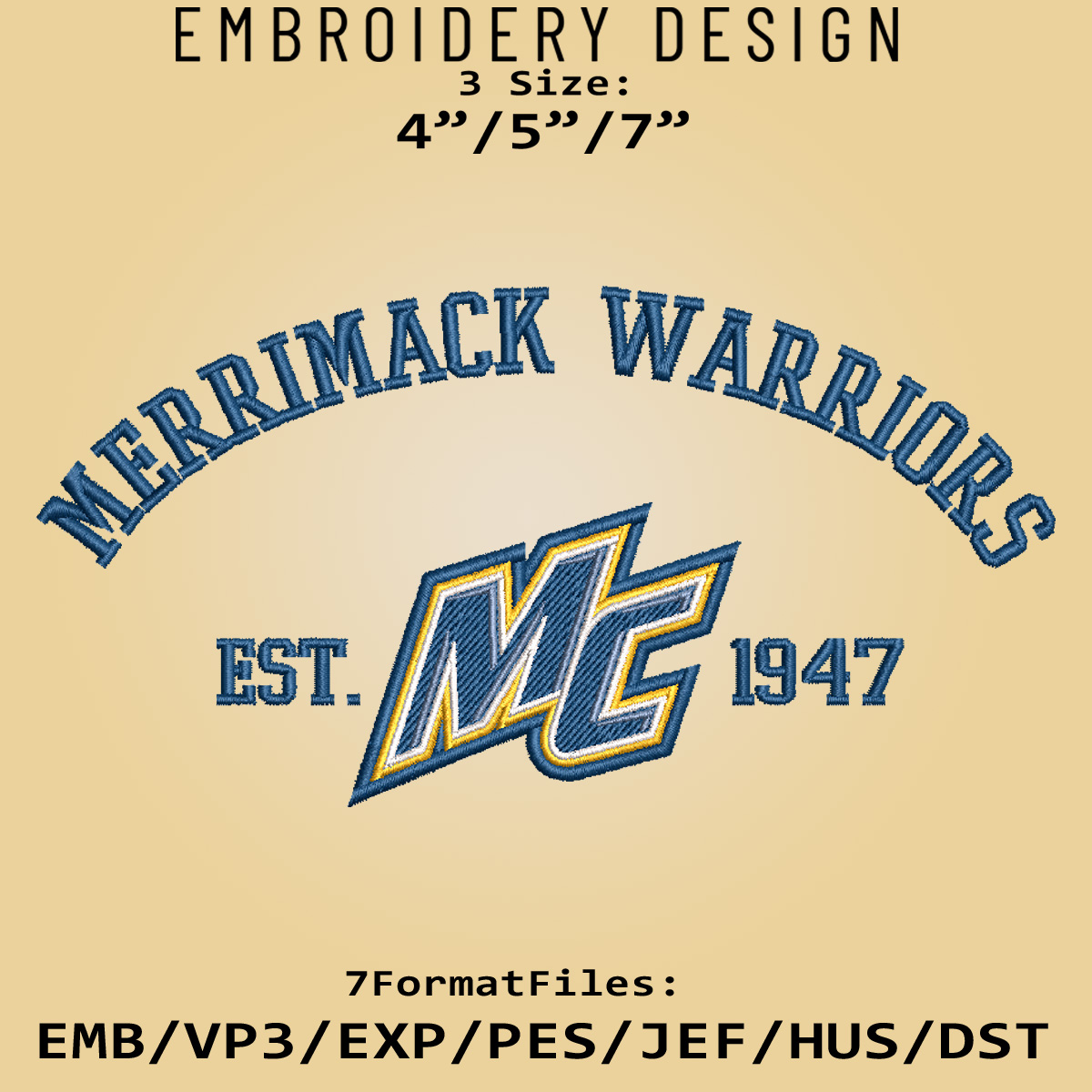 Merrimack Warriors embroidery design, NCAA Logo Embroidery F | Inspire ...