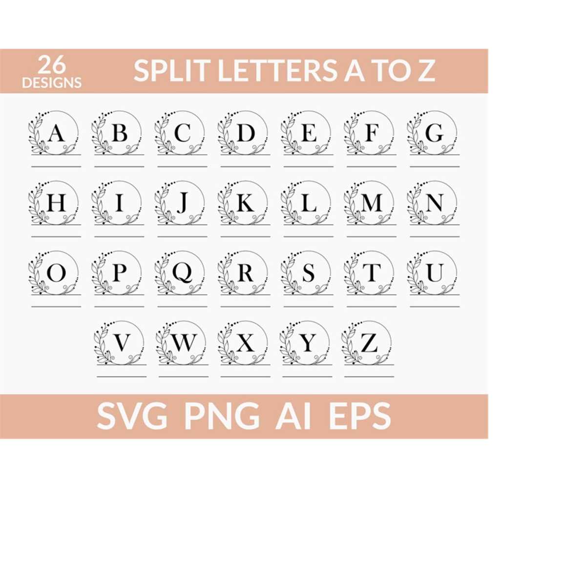 Split Monogram Alphabet svg, Split Monogram Letters svg, Flo | Inspire ...