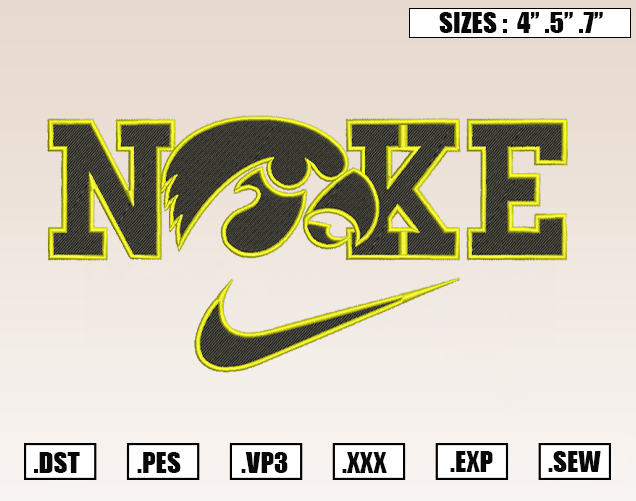 Nike x Iowa Hawkeyes Embroidery Designs, NCAA Embroidery,Log | Inspire ...