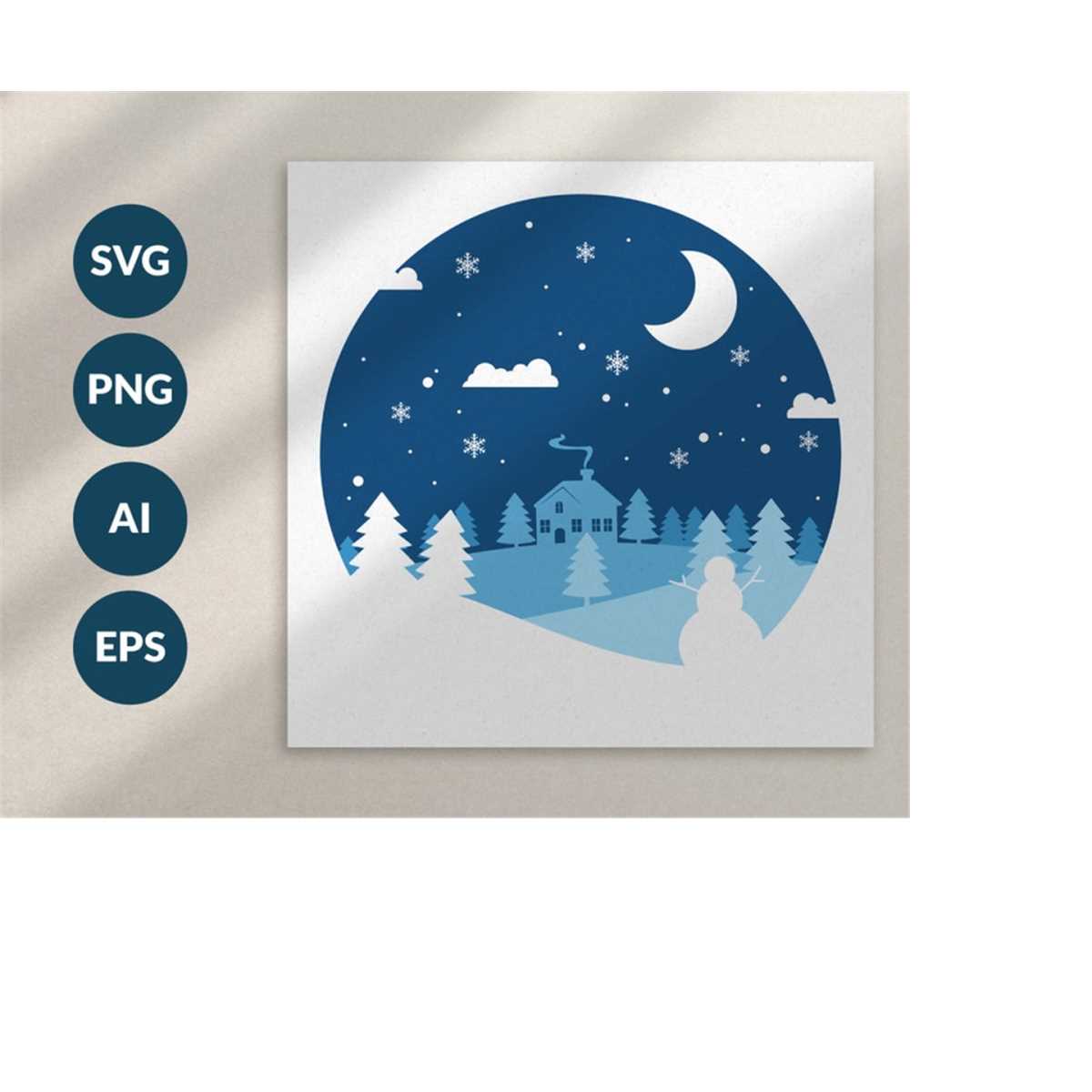 Winter Shadow Box 3D, Snowman Paper Cut Template, Winter Cra | Inspire ...