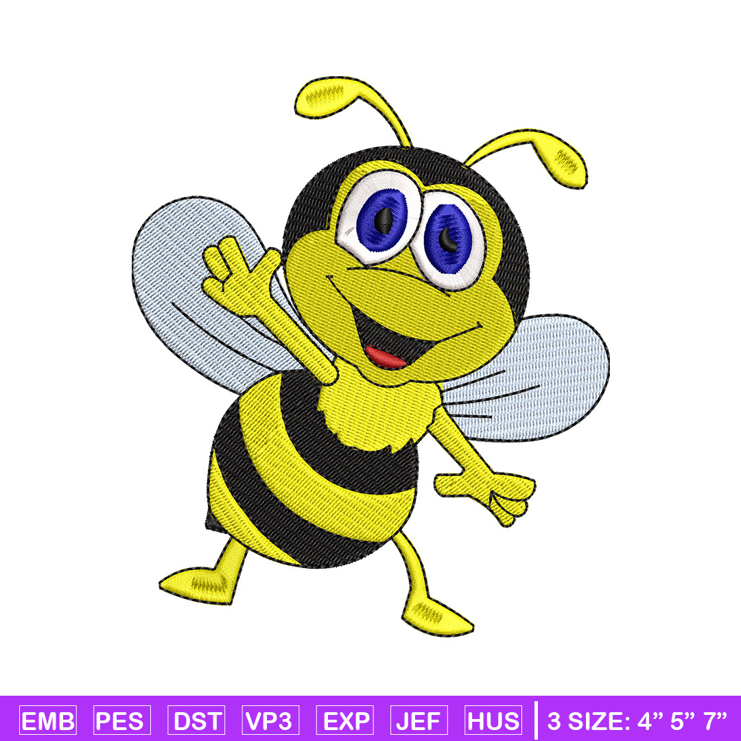 Bee cartoon embroidery design, Bee embroidery, Embroidery fi | Inspire ...