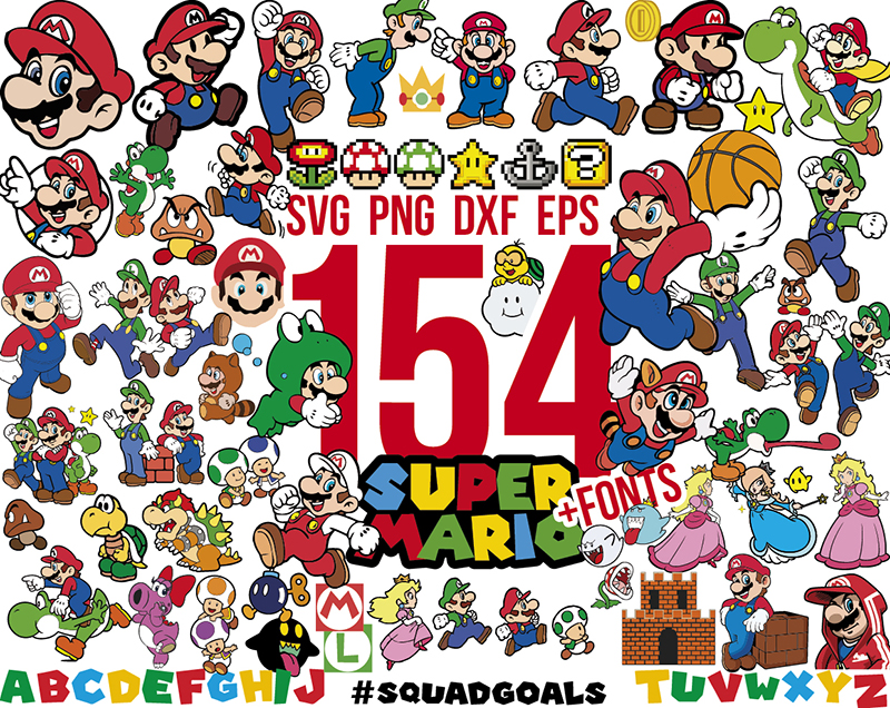 Super Mario Bros Svg Bundle, Mario Svg, Mario Png, Mario Cli - Inspire ...