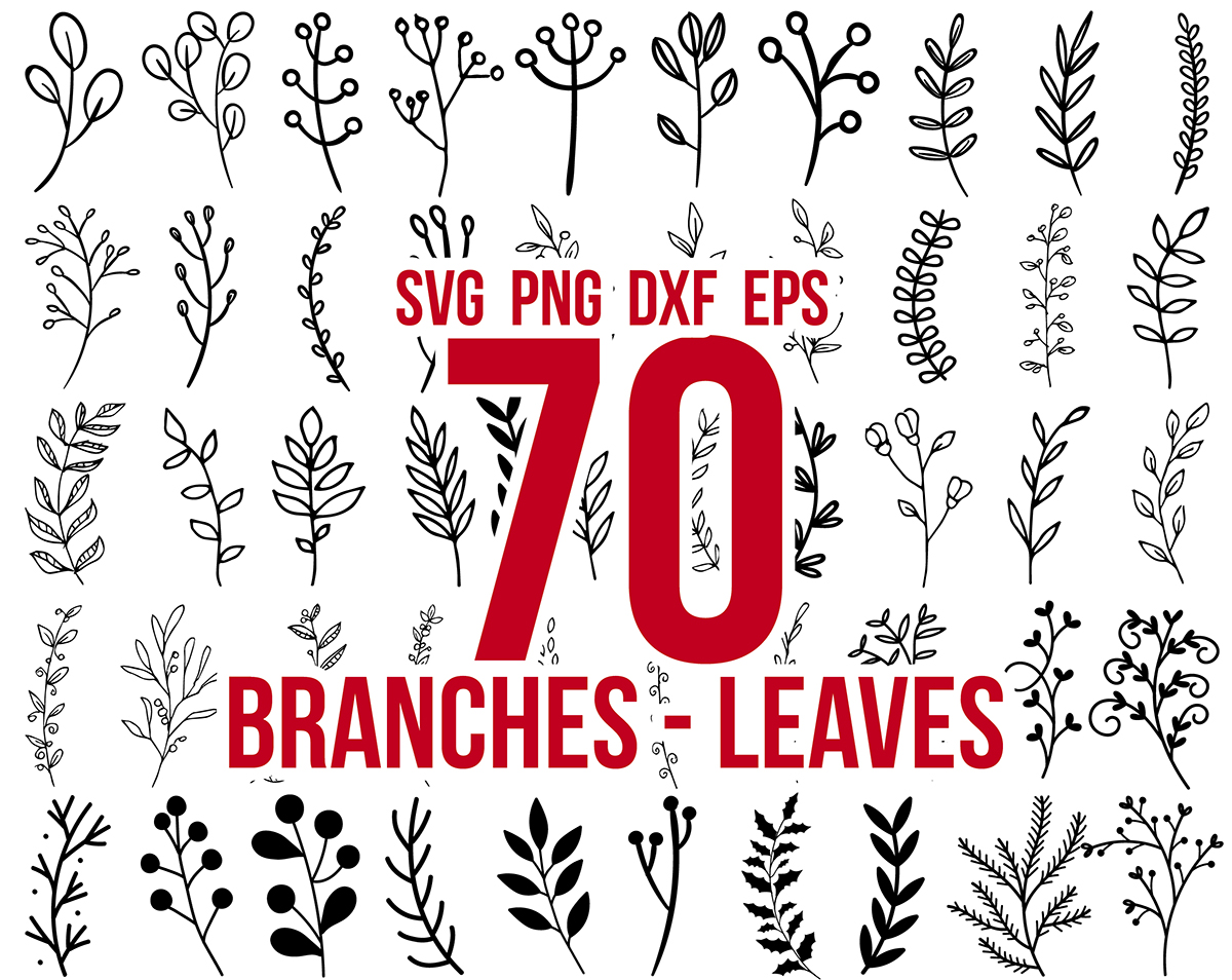 Leaves SVG Bundle, Hand Drawn Leaves SVG, Plant Svg, Paper L - Inspire ...