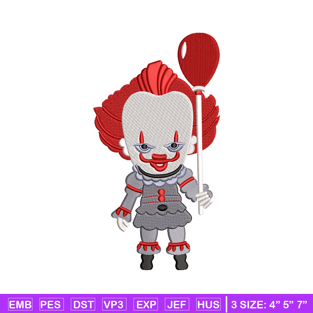 Pennywise chibi embroidery design, Horror embroidery, Embroi | Inspire Uplift