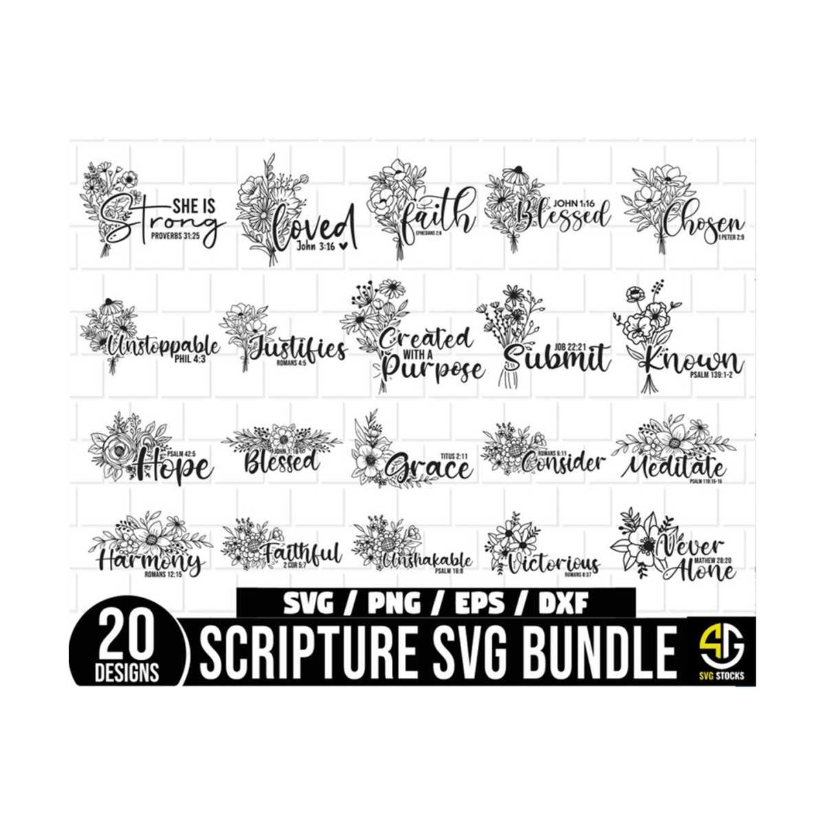 Scripture SVG Bundle, floral svg, faith svg, blessed svg, sh - Inspire ...