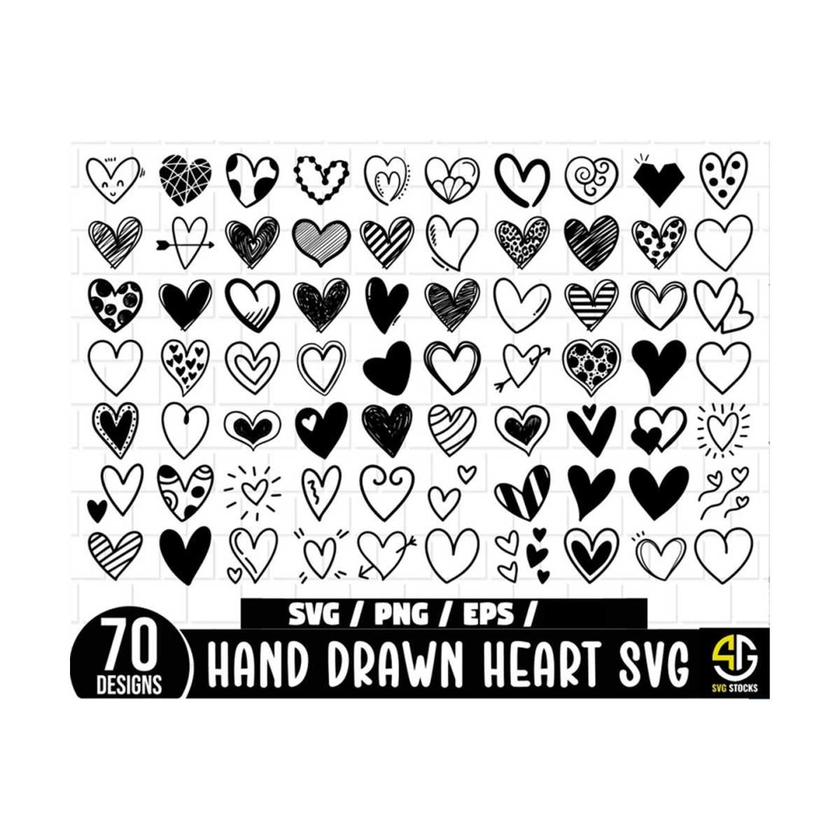 Heart Svg Bundle, Hand Drawn Heart svg, Heart Svg, Doodle He | Inspire ...