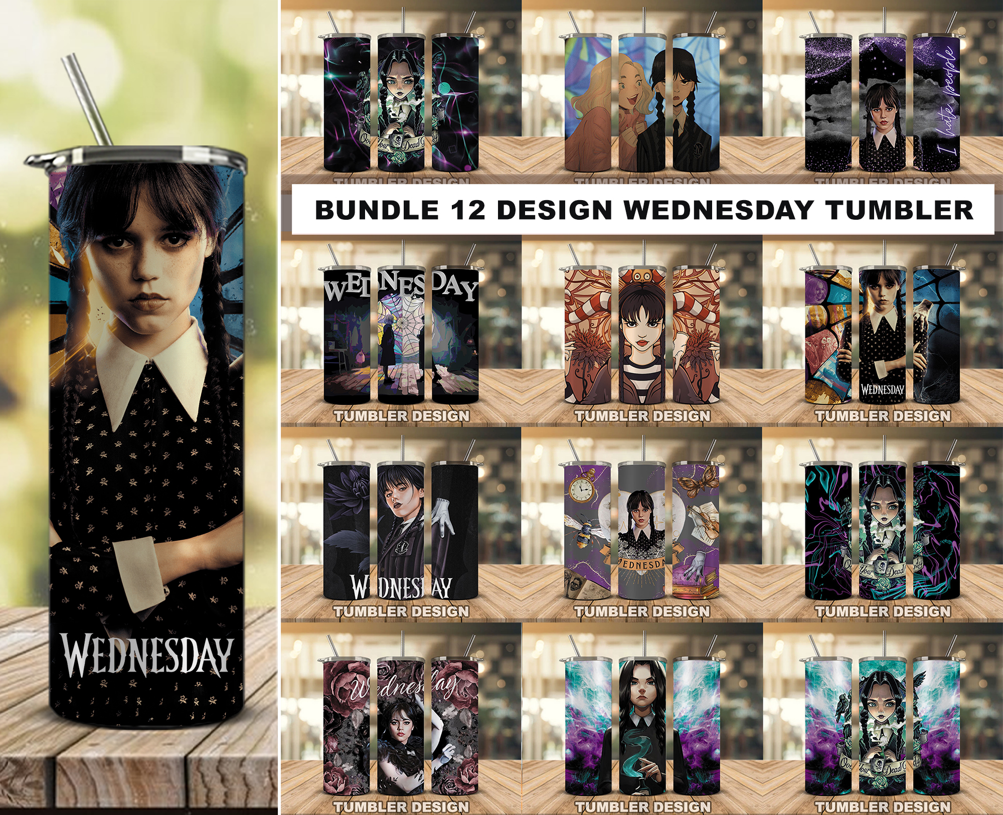12 Designs Wednesday Tumble Wrap , Addams Family Design, Wed | Inspire ...