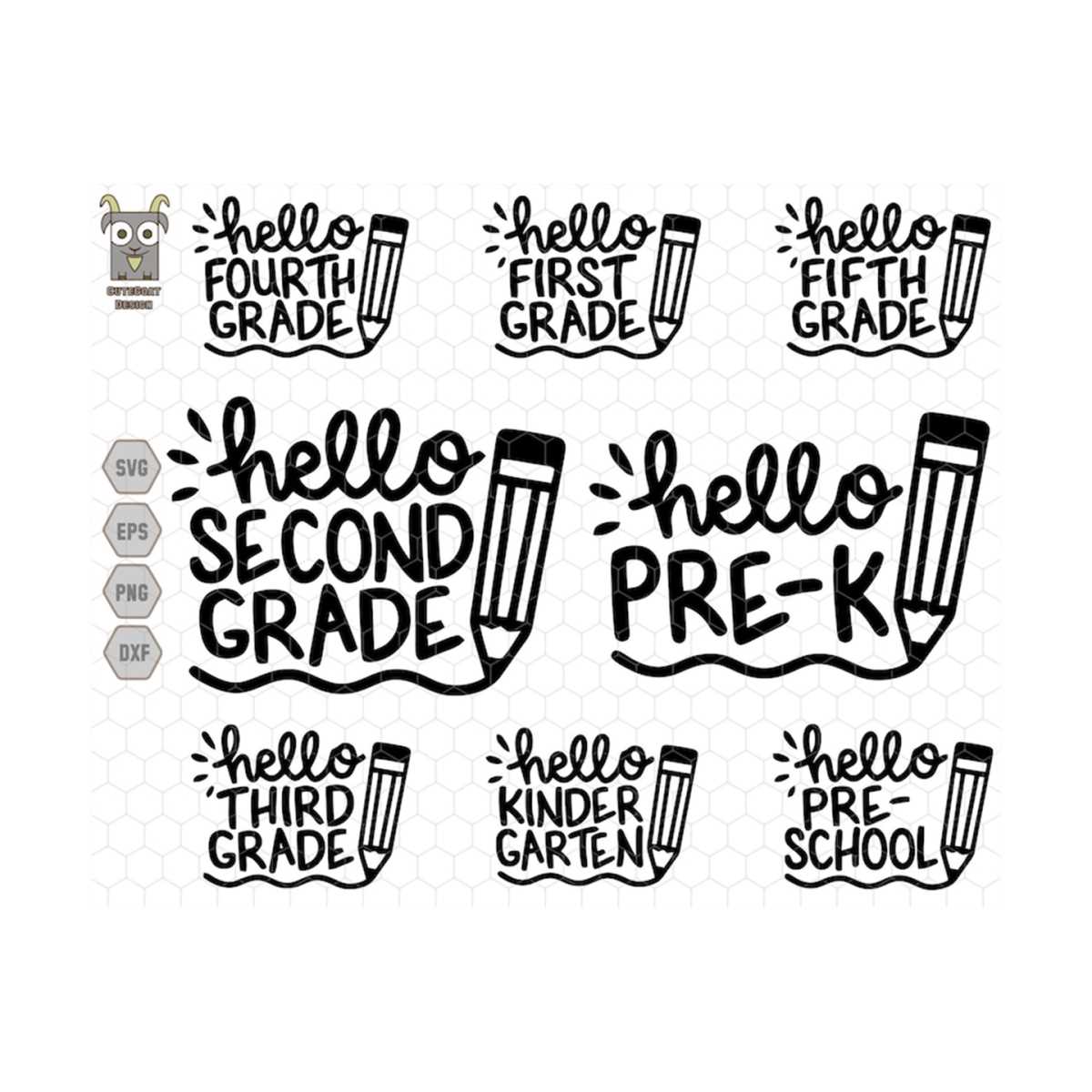 Hello Back To School Svg Bundle, Hello Kindergarten Svg, 1st | Inspire ...