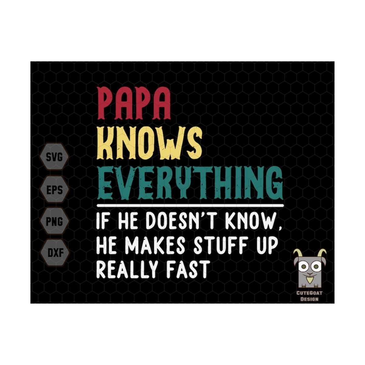 Papa Knows Everything Svg, Funny Grandpa Svg, Pawpaw Grandpa | Inspire ...